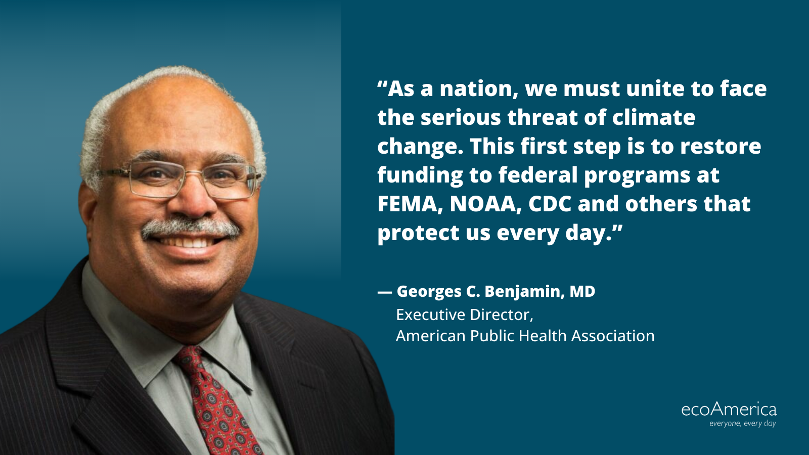 Georges C. Benjamin, MD Quote Social Card - ecoAmerica